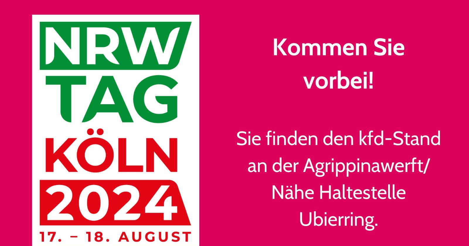 Ehrenamtstag NRW in Köln - 17. und 18. August im Rheinauhafen